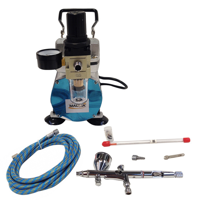 AEROGRAF AB180 AB-180 AB 180 3 DYSZE + MINI KOMPRESOR 4BAR NOWY VAT DO AEROGRAFII SPRĘŻARKA AIR ...